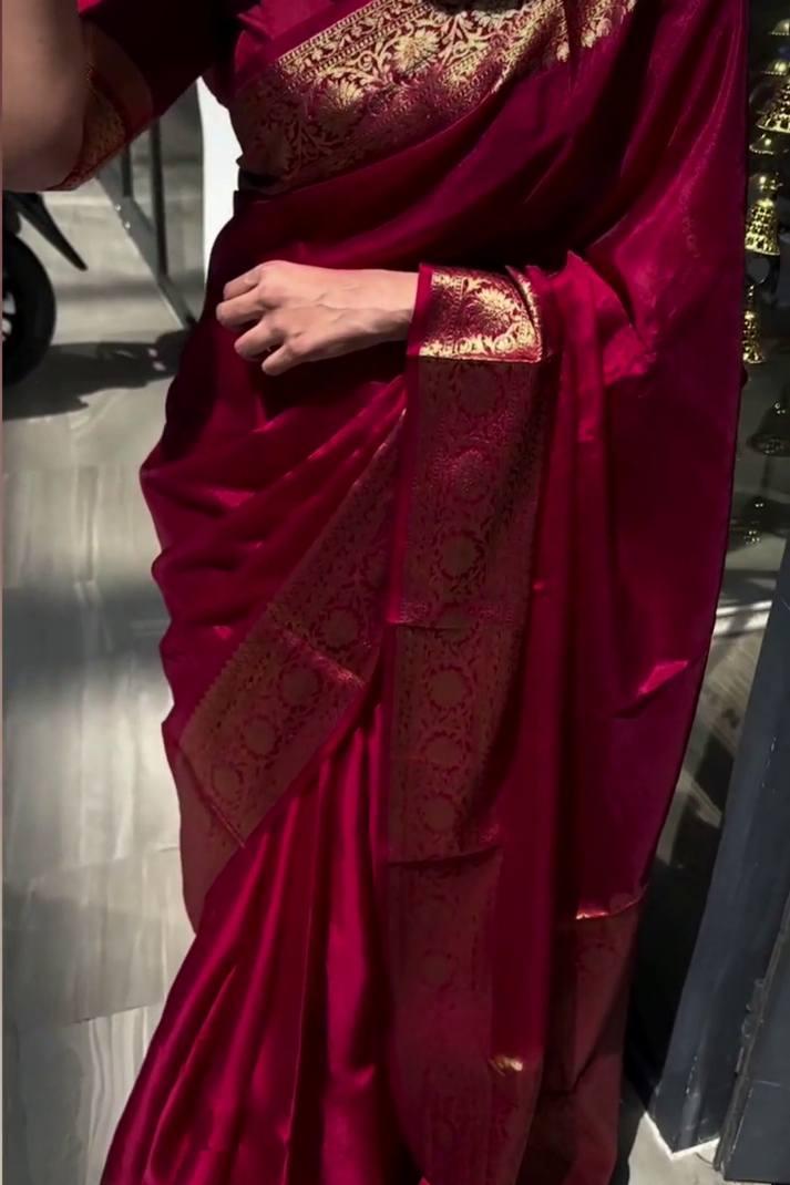 Red Rose Flower Saree – Nyra Fashion